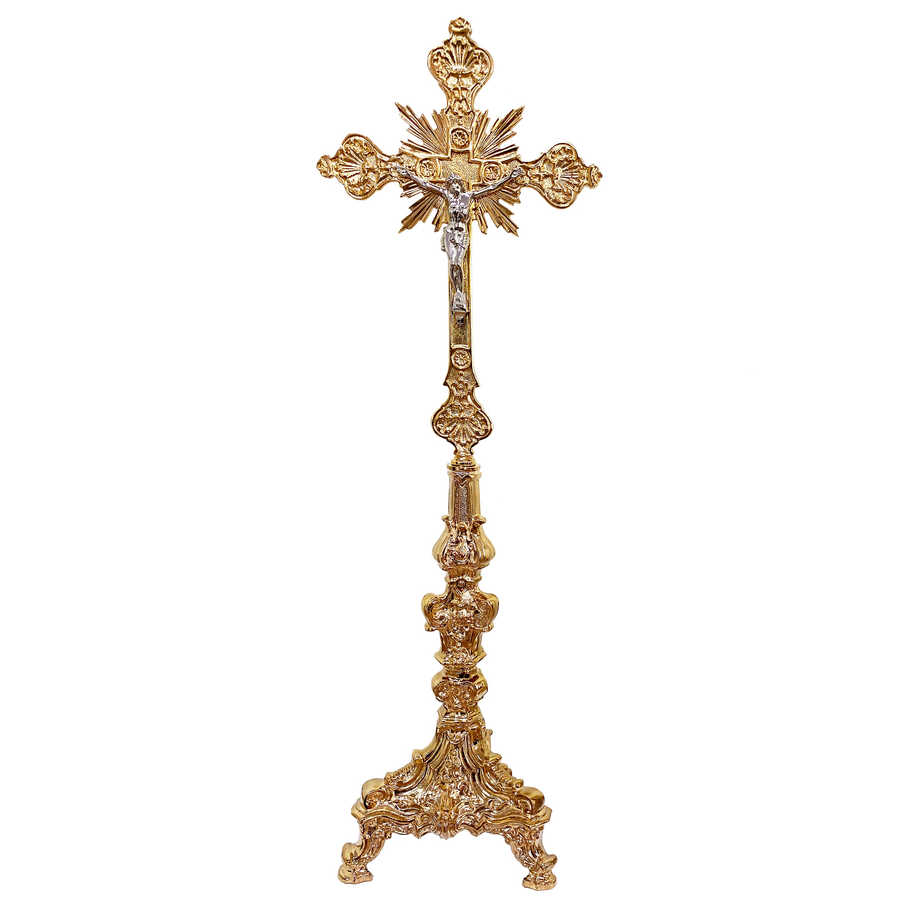 Cruz de Altar Barroca Peq. banhada a ouro